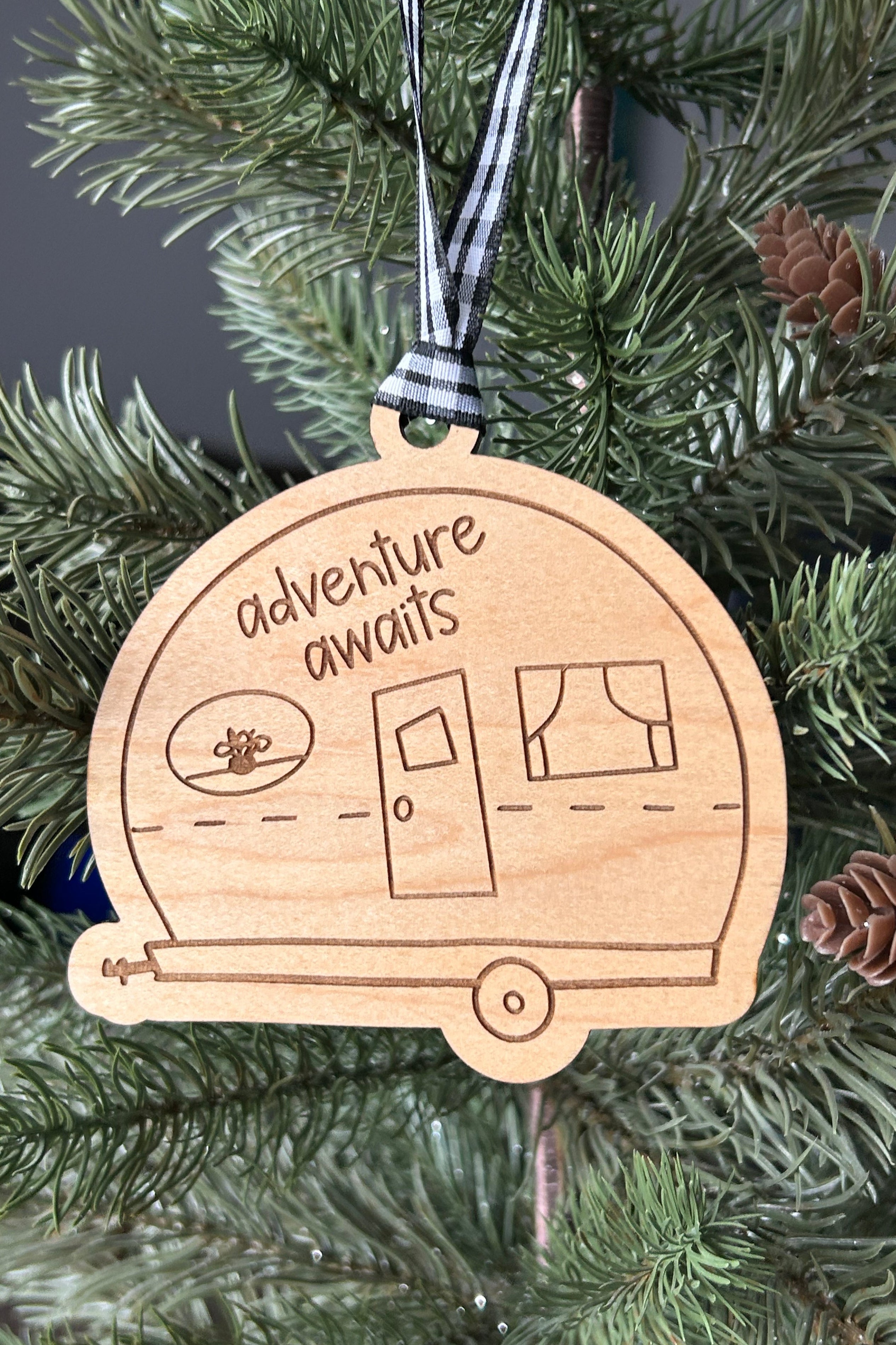 Adventure awaits - camper ornament