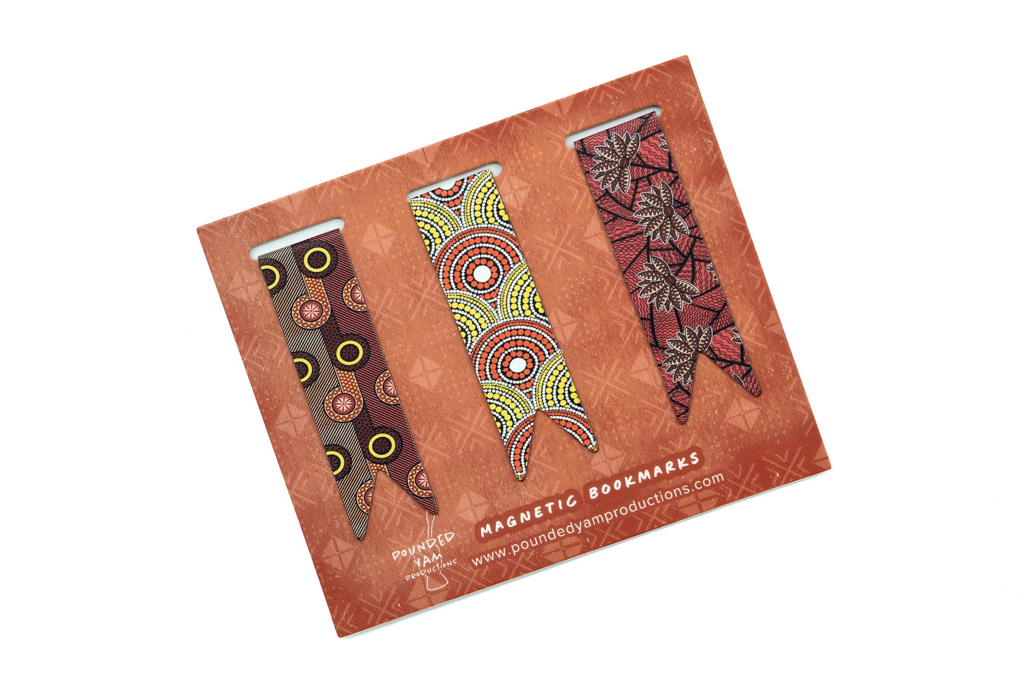 Magnetic Bookmark Set - African Print (Red Blossom, BP, Red and Yellow