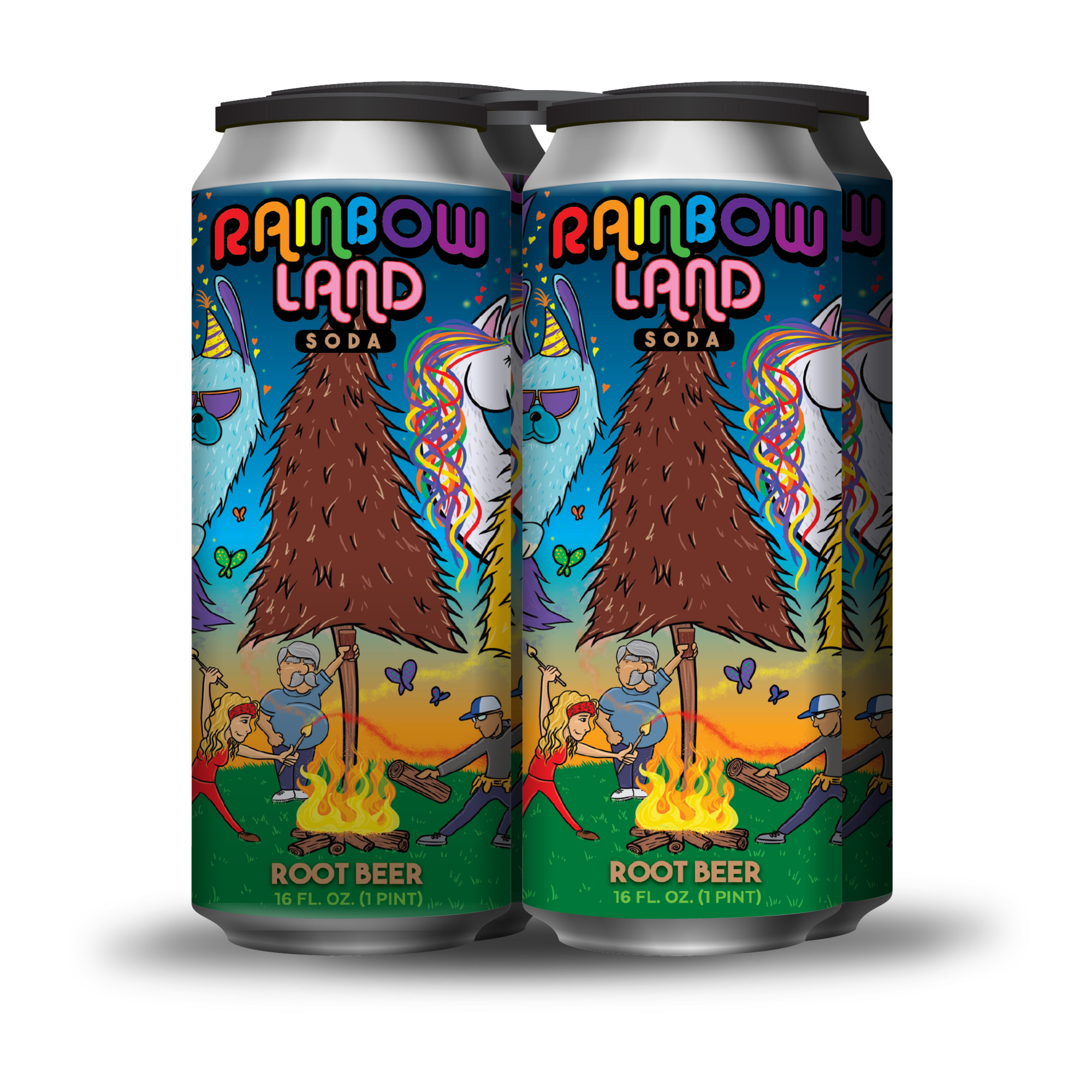 Rainbow Land Soda (Root Beer), 16oz, 4-pack